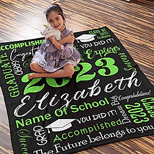 Vesserd Personalized College Graduation 2023 Blanket, Custom You Did It Graduate 2023 Green Blankets Custom Graduation Gifts Throw Blankets for Niece Grandson 30x40