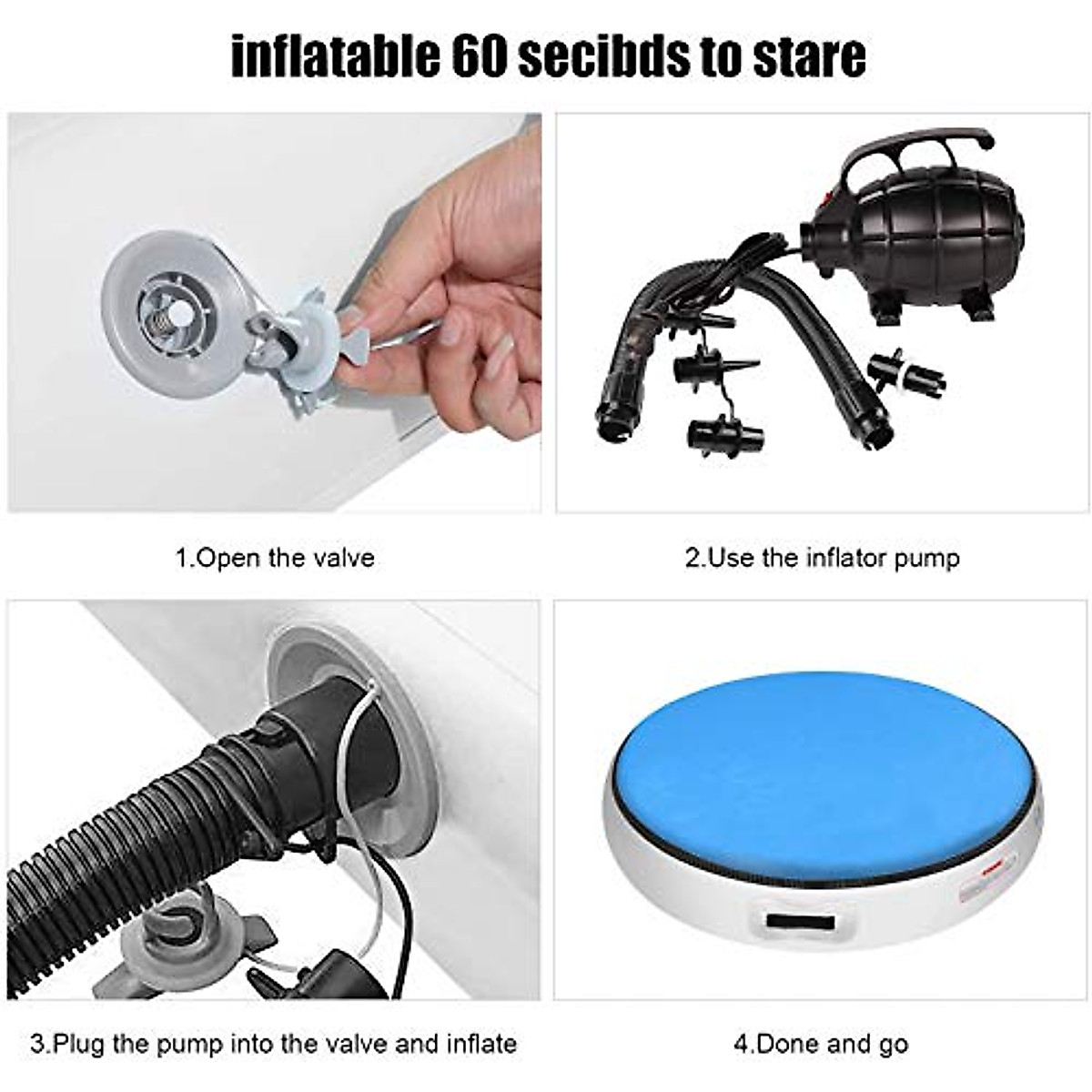 Inflatable Air Spot Tumbling Track Circle Mat for Exercise 3.3ft Thickness 8 Inches Training Air Mat for Gymnastics with Air Pump