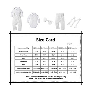 BabyMars Christening Clothes Wedding Tuxedo Outfit Baby Boys Formal Suit Gentleman Bowtie Long Sleeve Suit(White Suspenders,3-6 Months)