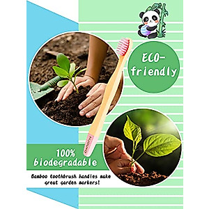 NUDUKO Bamboo Kids Toothbrushes (6 Pack) - Soft Bristle Organic Compostable BPA Free Toothbrush for Kids Toddler Baby Tooth Brush, Eco Friendly Natural Biodegradable Wooden Toothbrush