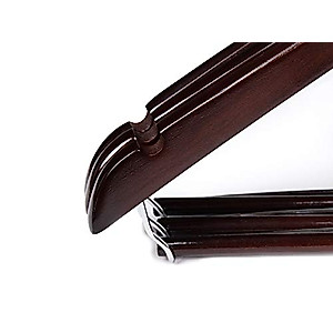 Quality Hangers 10 Wooden Curved Hangers Beautiful Sturdy Suit Coat Hangers with Locking Bar Chrome Hooks (10)