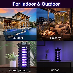 Bug Zapper with Led Light - Powerful Electric Mosquito Zapper Fly Killer for Indoor - Metal Mesh, Insect Fly Trap Indoor Mosquito Killer for Home, Garden, Patio, Backyard (15W)