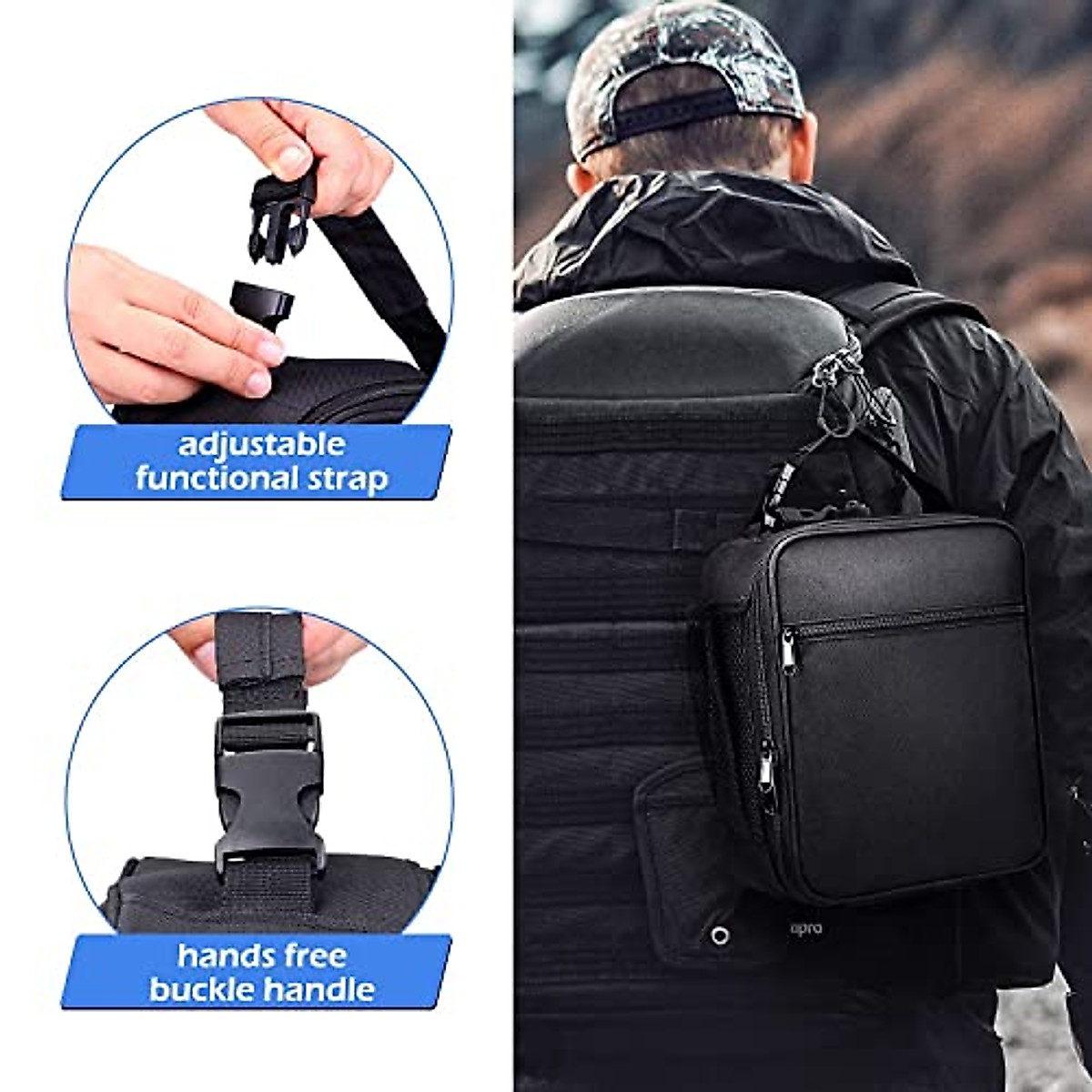 Insulated Lunch Box for Men & Women Adult- Cooler bag - Back to School Supplies- Portable Insulated Lunch Bag Small Lunchbox Lunch Container for Water Bottle Office School Work Picnic Hiking (Black)