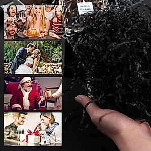 Shindel 0.5LB Black Shredded Paper, Crinkle Cut Paper Confetti Stuffing Basket Filling for Halloween Christmas Graduation Birthday Gift Boxes Packaging