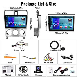 Double Din Car Stereo for Subaru Forester 2004 2005 2006 2007 2008 Android 11 9 Inch Touch Screen Car Radio 2G+32G with Carplay Android Auto Bluetooth FM GPS Navigation WiFi HiFi Backup Camera MIC