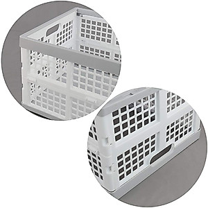 Vababa 28 L Plastic Collapsible Storage Bins, Stacking Utility Foldable Basket, Set of 3