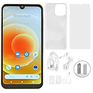 Zunate I13 Pro Max Unlocked Smartphone, 6.1in IPS Ultra HD 4G Mobile Phone with 4GB 128GB, 4000mAh, 8MP 16MP, Face Recognition, GPS, Senior Phone for Android 11(Gold)