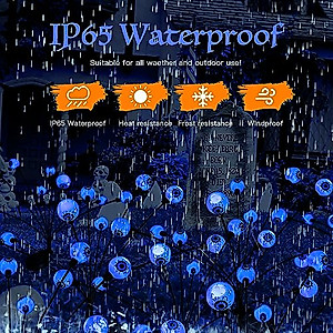 Flumy Outdoor Halloween Decorations, 2-Pack Solar Swaying Garden Lights, Scary Eyeball Solar Landscape Pathway Stake Fairy Lights, 16 LED Waterproof Outdoor Lights for Halloween Party Decor Yard Patio