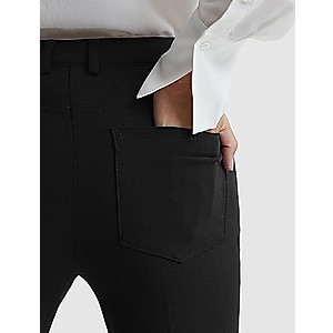 Houmous S-XXL 29''31''33''35'' Inseam Women's Bootcut Dress Pants w/Pocket Stretch Work Lounge Pant Office Casual Pants(Long-33 Inseam-Black, Small)