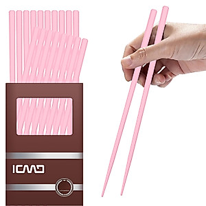 10 Pairs Chopsticks-Reusable Chopsticks Dishwasher Safe, 9.63 inch/24.5cm Fiberglass Non-Slip for Family/ Restaurant Sushi Ramen Rice Japanese Korean Chop Sticks, Chinese Chop Sticks- Pink