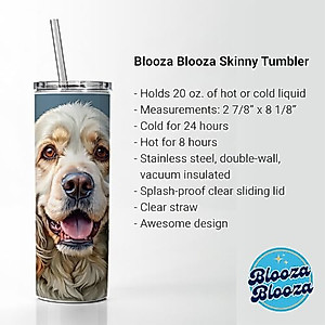 Clumber Spaniel Dog Illustration Skinny Tumbler 20oz with Straw Insulated Water Bottle Gift