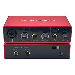 Audio Interface USB Audio Interface with Mic Preamplifier USB Audio Mixer Recorder with 48V Phantom Power, 24 Bit, Support Tablet, Computers and Other Equipment Recording （NO DAW Software included）