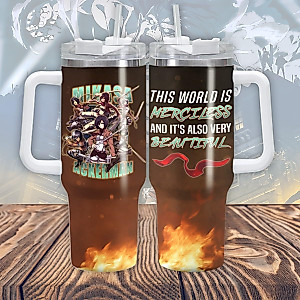 TEEDUU Tumbler 40 Oz Insulated Tumbler With Handle Stainless Steel Double Wall Vacuum AOT Anime Tumblers Hot Cold Tea Coffee Travel Cup Thermos Mug Gift for men women