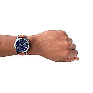 Fossil Men's Grant Quartz Stainless Steel and Leather Chronograph Watch, Color: Silver/Blue, Luggage (Model: FS5151)