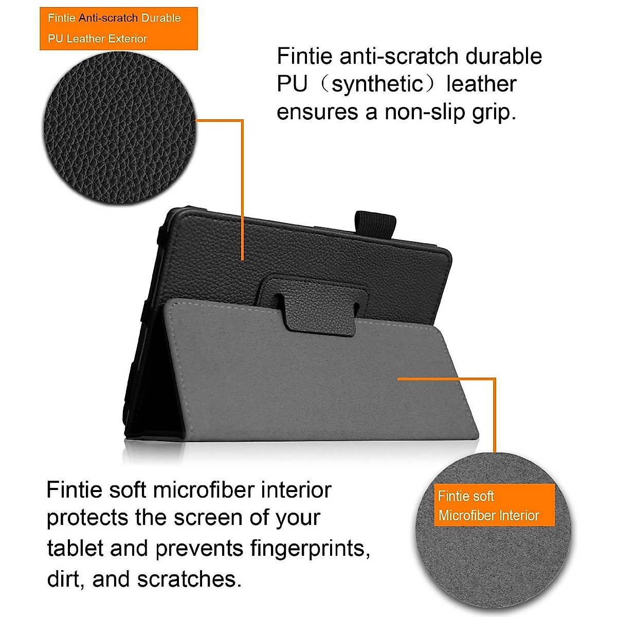 Fintie Folio Case for Samsung Galaxy Tab A 8.0 (Previous Model 2015), Slim Fit Premium Vegan Leather Cover Compatible Galaxy Tab A 8.0 SM-T350/P350 2015 (NOT Fit 2017/2018 Version), Black