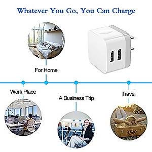 Dual USB Wall Charger, 2Pack 2.4A Double USB Wall Plug iPhone Fast Charger Block Box Brick Adapter for iPhone 14 13 12 11 Pro Max XS X 8 Plus,Samsung Galaxy S23 A53 A73 S22 S21 S20 S10 Note20 Ultra,LG