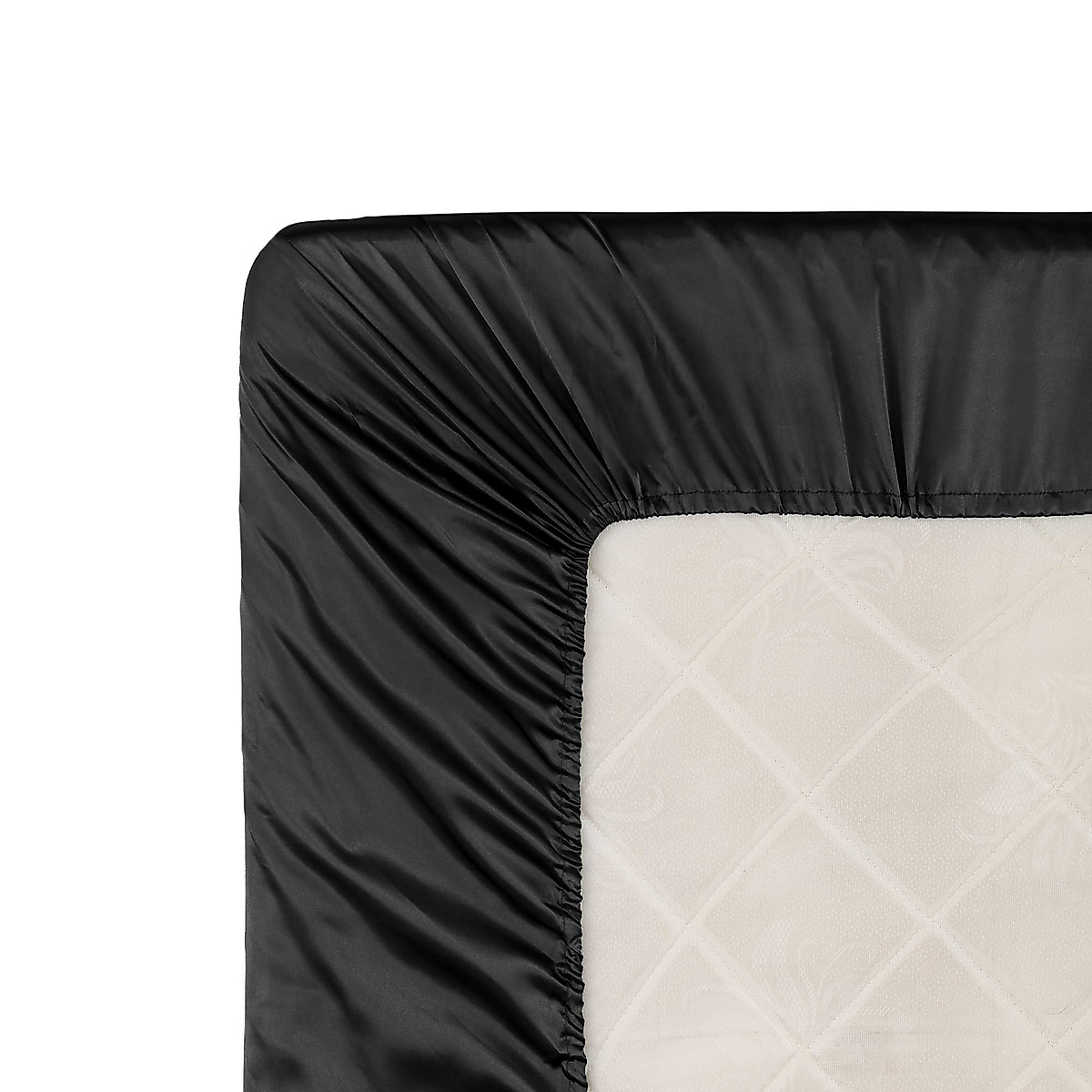 Homiest Black Satin Fitted Sheet Full Size Fitted Bed Sheet, Deep Pocket Fitted Sheet Only, Luxury & Ultra Soft Bedding Fitted Sheet Single Bottom Bed Sheets Sold Separately