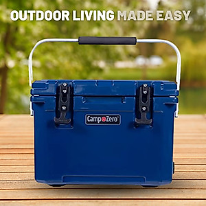 CAMP-ZERO 21 Quart Rotomolded Hard Cooler - Insulated Ice Chest with 4 Cup Holders - Bear-Proof Travel Ice Box for Beverage, Drink, BBQ, Fishing, Camping, Outdoor, Navy Blue