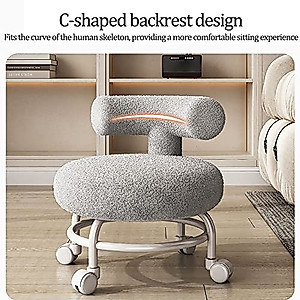 YHGSYXL Modern Boucle Chair Cute Small Upholstered Tufted Foot Stool, Sheep Fabric Plush Armless Ottoman Chair with Wood Frame for Living Room Bedroom Home Decor