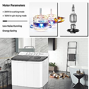 Giantex Portable Washing Machine, 2 in 1 Laundry Washer and Spinner Combo, 22lbs Capacity 13.2 lbs Washing 8.8 lbs Spinning, Timer Control, Drain Pump, Dorm Apartment Semi-Automatic Twin Tub Mini Washer