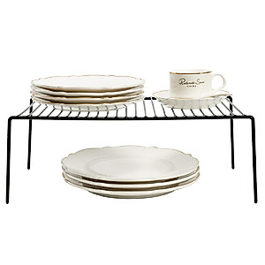 iPEGTOP 6 Pack Large (15.7 x 9.4 Inch) Freezer Cabinet Storage Shelf Rack, Rustproof Stainless Steel Kitchen Organizer Space Saver for Fridge Pantry Shelves Countertops - White