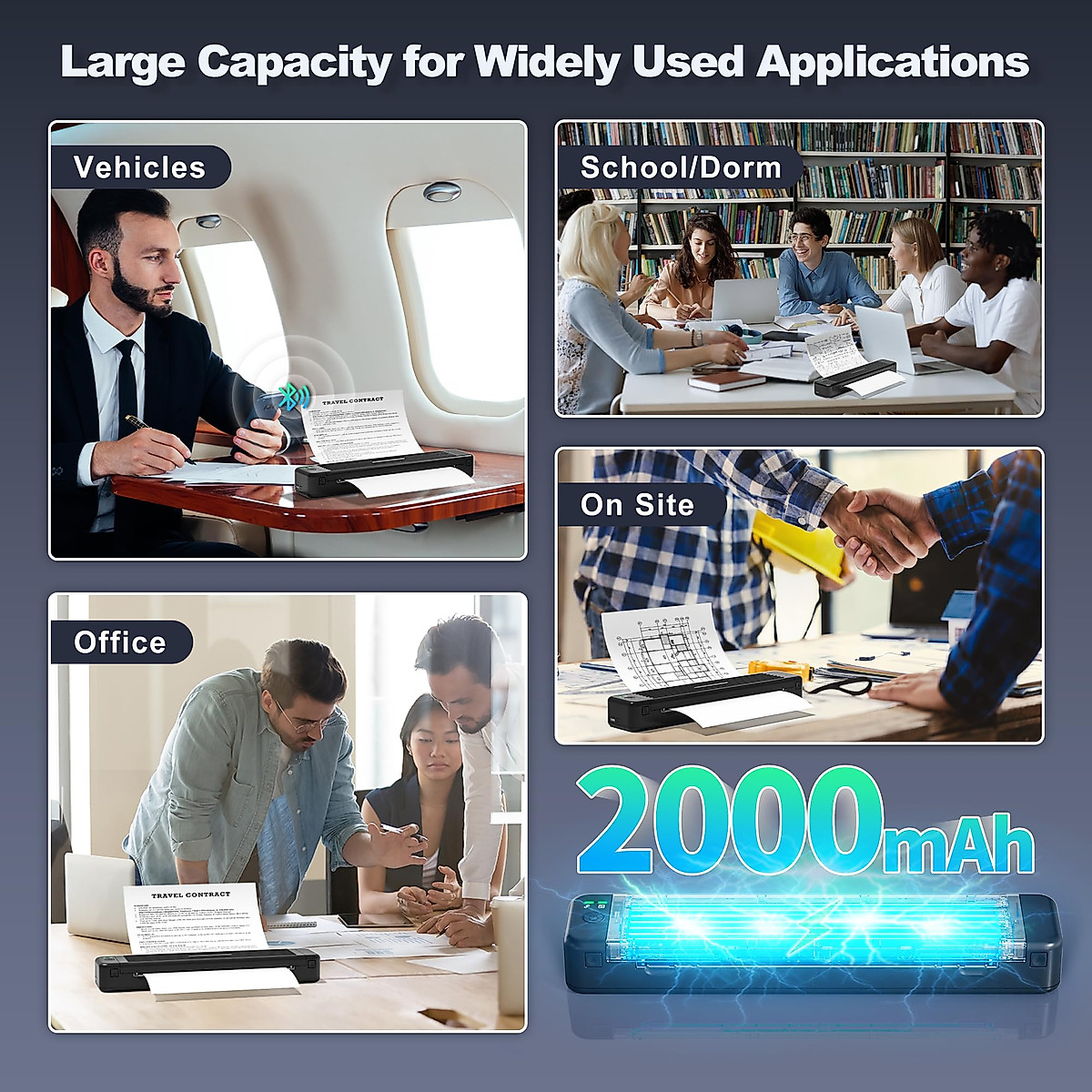 Itari P831 Black Bluetooth Thermal Transfer Printer, Portable Printers Wireless for Travel, 300DPI Inkless Printer with 2 Roll Exclusive Thermal Transfer Ribbon and 200 Sheets A4 Printer Paper with Ca