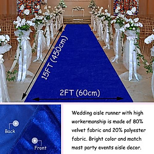 Wedding Decorations Aisle Runner for Wedding Ceremony Royal Blue Velvet Aisle Runner 15FTx2FT Party Runner Aisle Outdoor Aisle Hallway Wedding Runner for Bridal Shower Indoor Church Aisle Carpet