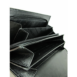 Pelgio Genuine Stingray Skin Leather Shoulder Cross Body Bag Purse (Black)