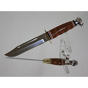 KA-BAR Marine Hunter, Stacked Leather Handle, Leather Sheath