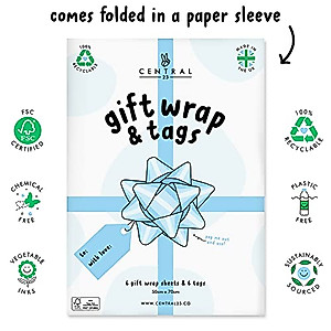 CENTRAL 23 Happy Birthday Wrapping Paper - 6 Sheets Heart Gift Wrap For Girls - Giftwrap For Anniversary Valentines - For Men And Women - Pink Green - Comes With Fun Stickers