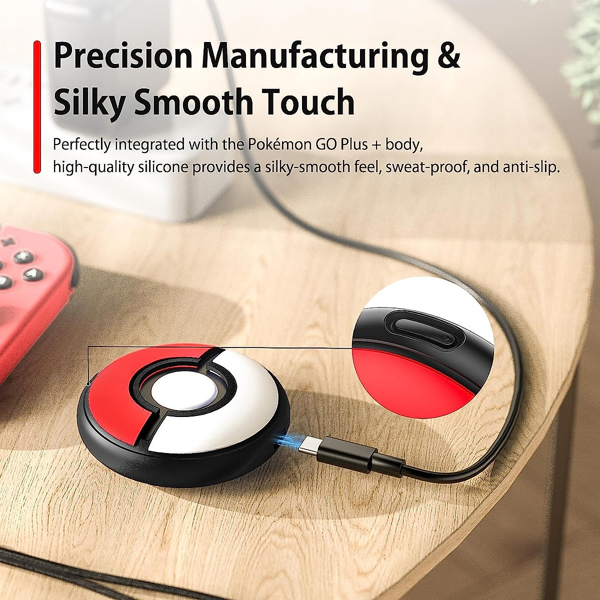 Protective Case for Pokémon GO Plus + 2023, Waterproof Silicone Protective Case with Wrist Strap, Black