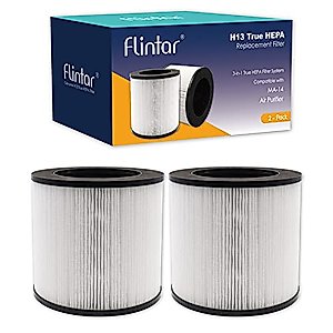 Flintar H13 True HEPA Replacement Filter, Compatible with MA-14 Air Purifier, 3-in-1 H13 Grade True HEPA and Activated Carbon Filter Set, 2-Pack