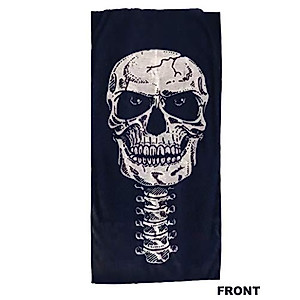 Glow in The Dark Skeleton T-Shirt with Face Skull Mask Bandana Balaclava Neck Gaiter Halloween Costume for Men, Women, Adults
