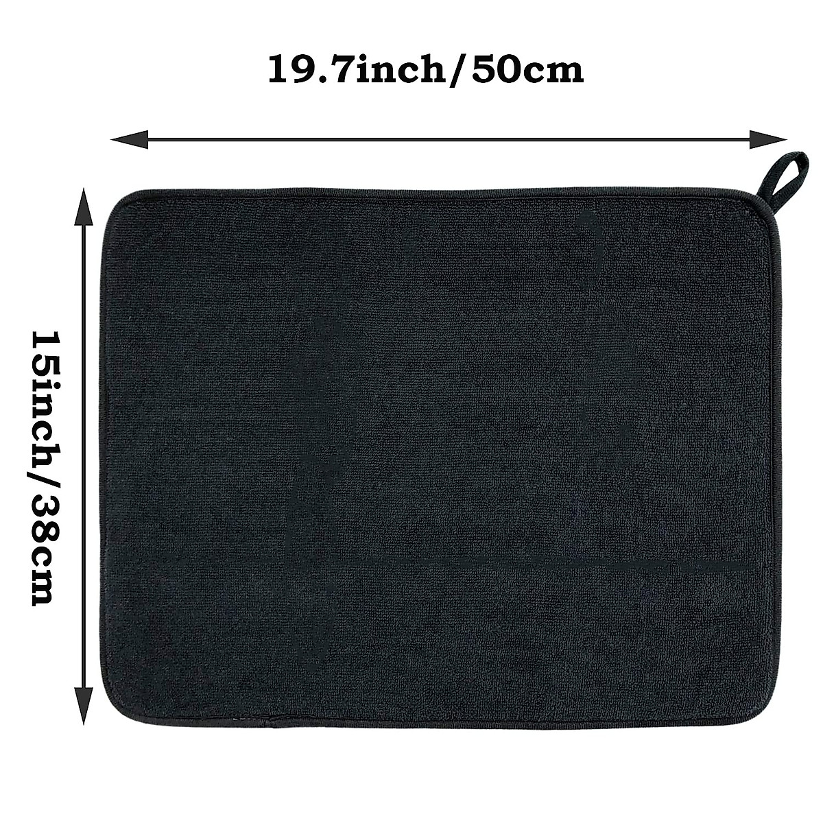 Dish Drying Mat for Kitchen Counter,Absorbent Drain Mats with Mircofiber,Dish Drying Pad,Double-Sided Use Dish Drainer Mat,19"x15",2 Pack,Dark Gray