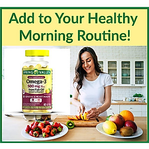 Omega-3 Fish Oil Softgels, 500 mg, DHA, EPA, 60 ct. + Vitamin Pouch and Guide to Supplements