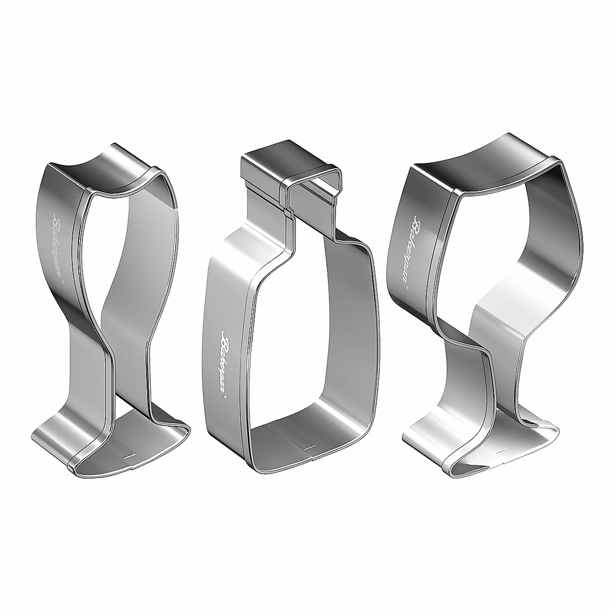 Bakerpan Stainless Steel Wine Glass Cookie Cutter, Wine Bottle Cutter, Wine Cookie Cutter Set