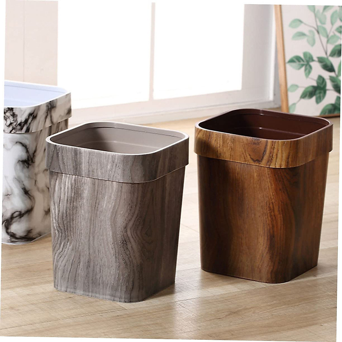 Levemolo Modern Decorative Wooden Trash Can Living Room Bedroom Kitchen Office Wastebasket