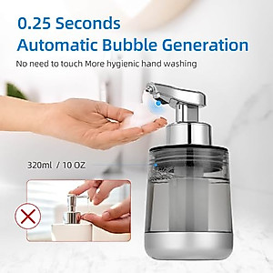 Automatic Soap Dispenser Touchless: 10oz Liquid Soap Dispenser, Hand Free Soap Dispenser Rechargeable Soap Dispenser, for Bathroom, Kitchen, Hotel…