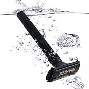 KWAN YEE GOR Adjustable Double Edge Safety Razor with 10pcs German Solingen Stainless Steel Blades,Butterfly Open with Long Handle for Men Black