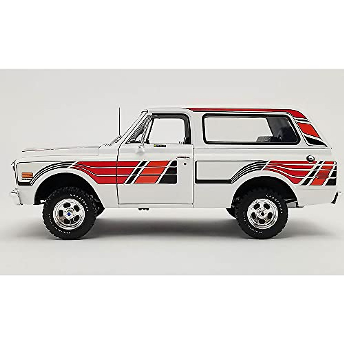 1972 Chevy K5 Blazer White with Graphics Feathers Edition Limited Edition to 852 Pieces Worldwide 1/18 Diecast Model Car by Acme A1807705