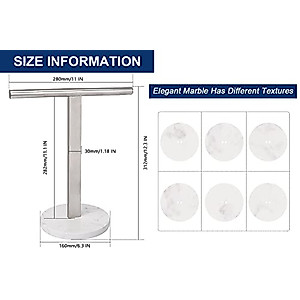 NearMoon T-Shape Hand Towel Holder-Bathroom Towel Rack-Stand with Balanced Base Towel Bar for Bathroom Kitchen Vanity Countertop, Modern Stand Towel Ring (Marble Base, Brushed Nickel)