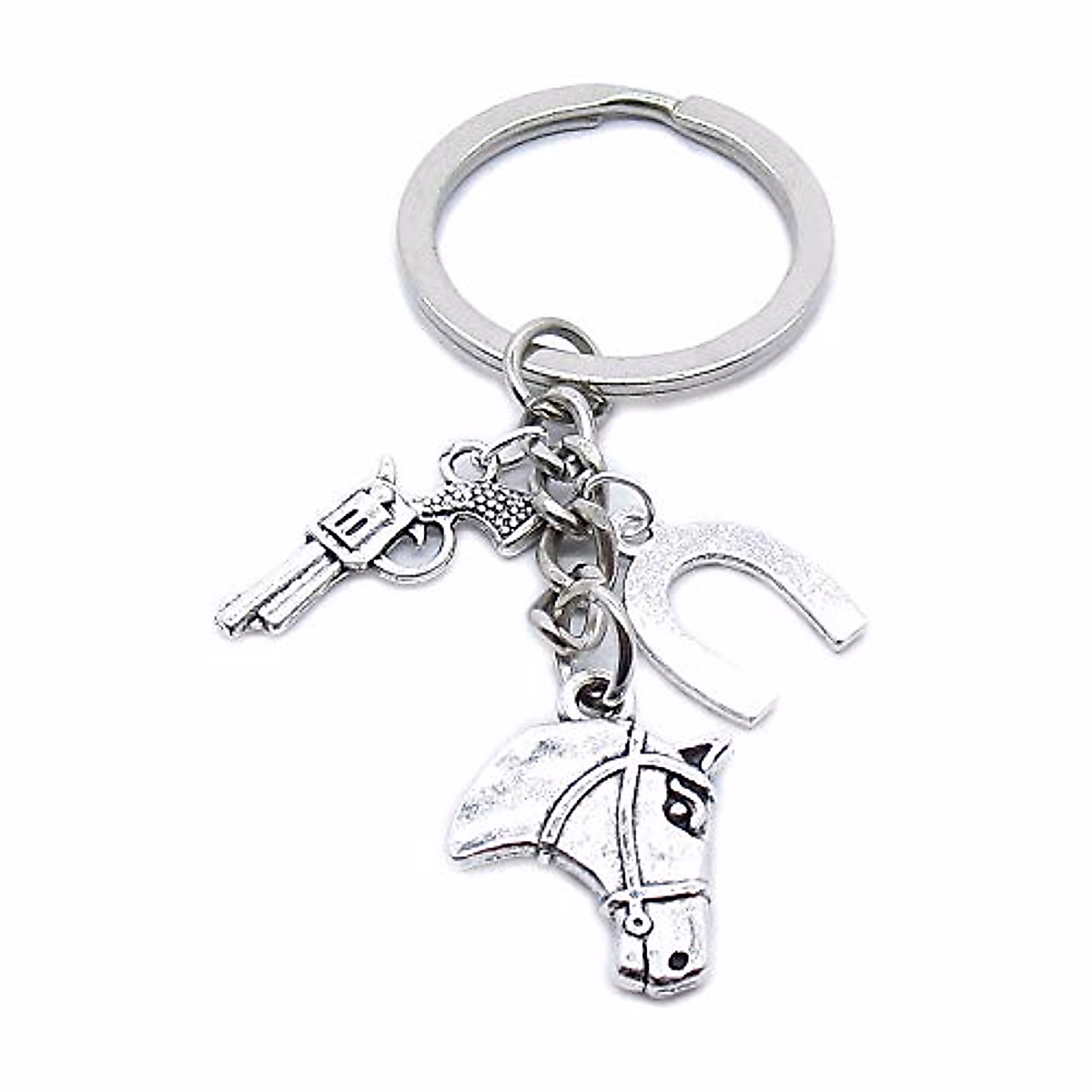50 Pieces Keychain Keyring Jewellery Clasps Charms Suppliers ZI7R4H Head Hoof Horse Horseshoe Gun Revolver