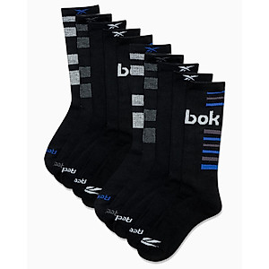 Reebok Men's Crew Socks - 10 Pack Mid-Calf Performance Cushion Comfort Crew Socks - Athletic Socks for Men (6-12.5), Size 6-12.5, Black/Grey Multi