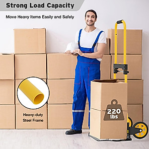 Oarlike Hand Truck, 220 lbs Capacity Dolly Cart with Silent Wheels, Industrial Folding Dolly for Moving, Transport in Warehouse, Supermarket, Garden, Home