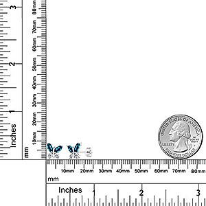 Gem Stone King 925 Silver Marquise London Blue Topaz and White Topaz Butterfly Earrings For Women (1.76 Cttw, Gemstone November Birthstone, Center Stone: 6X3MM, Small Stones: 3MM)