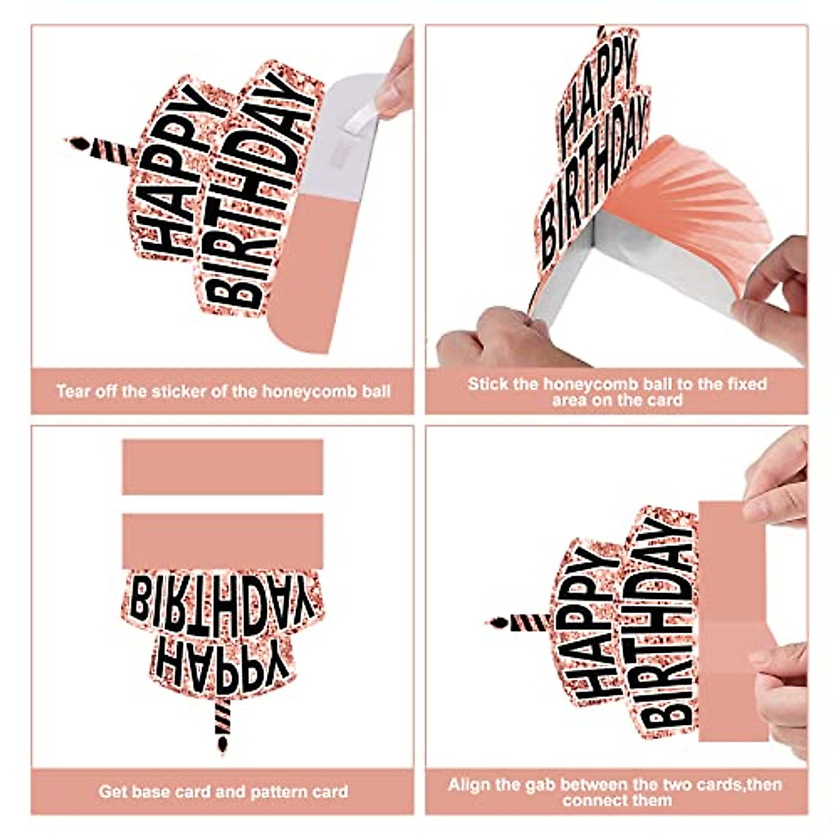 10Pcs Rose Gold Birthday Decorations Honeycomb Centerpieces for Girls Women, Rose Gold Black Happy Birthday Table Centerpieces Party Supplies,16th 18th 21st 30th 40th 50th 60th Bday Table Topper Decor