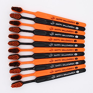 Bulk Halloween Kids Toothbrushes (Quantity:72). Individually Wrapped. Made in USA. Orange & Black. Great for Trick-or-Treat or giveaways.