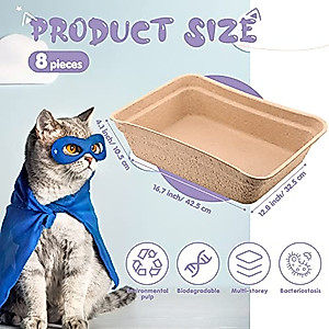 8 Pieces Disposable Litter Boxes for Cats Paper Cat Litter Tray Portable 2 in 1 Kitten Litter Box for Cat, Hamster, Guinea Pig, Mice, Small Animals, 16.7 x 12.8 x 4.1 inch