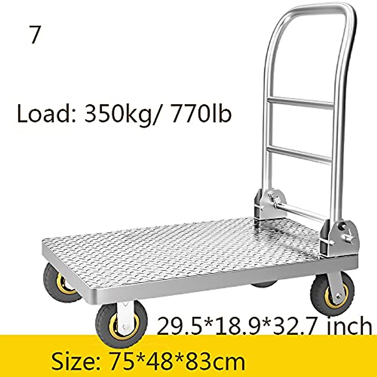 Generic Hand Trucks Steel Platform Truck with Foldable Handle Easy Storage Rolling Flatbed Cart for Home Office Warehouse Moving Hand Truck Push Cart (Size : 75 Mute fire)