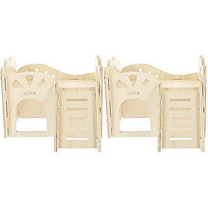 PATKAW 2 Pieces Small Animal House Wooden Hamster Nest Wooden Hamster Cage Small Animal Hideout Mouse Habitat Sleeping